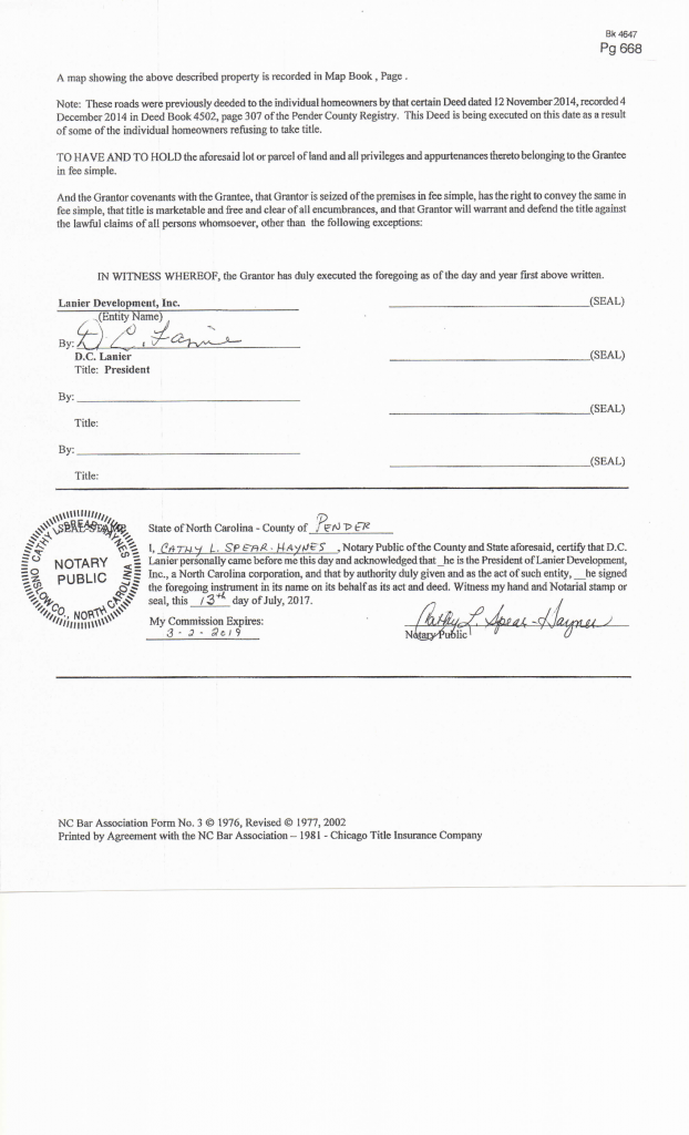 Road Ownership – Cedar Landing 2 & Creek Estates